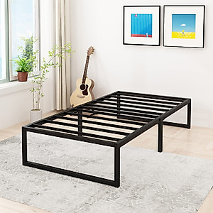 Lutown-Teen 16 Inch Twin XL Bed Frames Heavy Duty Sturdy Metal Platform Bed Frame No Box Spring Needed, Noise Free, Easy Assembly, Black