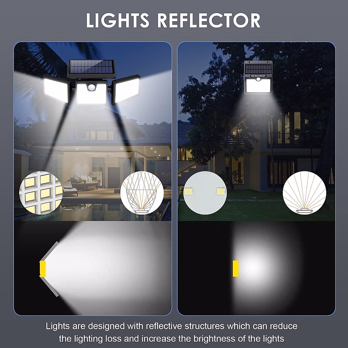 [1-Pack] Solar Outdoor Lights,Super Brightness 341 LED 3500LM Solar Motion Sensor Lights,270° Wide Angle,3 Head Security Lights with PIR,IP65 Waterproof Solar Flood Wall Lights for Garden Patio Yard