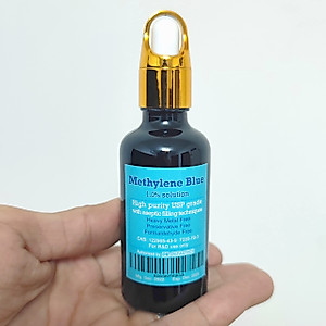 Methylene Blue USP Grade 1.0% Solution 50 mL (1.69 fl oz) High Purity with Aseptic Filling Techniques (Premium Dropper) 3rd Party Tested.