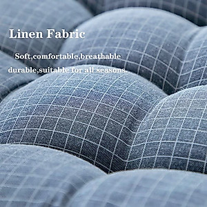 Aomkmi Plaid Floor Pillow Chair Pads with Ties Square Office Cushions Non-Slip Tatami Seats for Office Dining Kitchen Set of 4