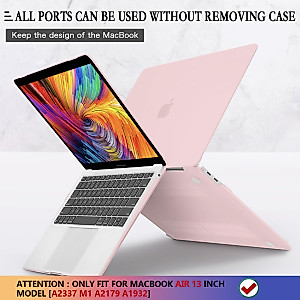 CISSOOK Baby Pink Case for MacBook Air 13 Inch A2337 M1 A2179 A1932 2021-2018 Release, Plastic Chalk Pink Hard Shell Cover with Keyboard Cover & Screen Protector for MacBook Air 13 with Touch ID 2021
