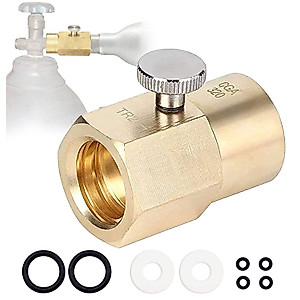 Farwind Home Use Soda Refill Bottle CO2 Cylinder Cartridges, Adapter Refills Connector Kit CGA320 to TR21-4, Thread Set Replacement Accessories for Soda Machine Tank, Gold