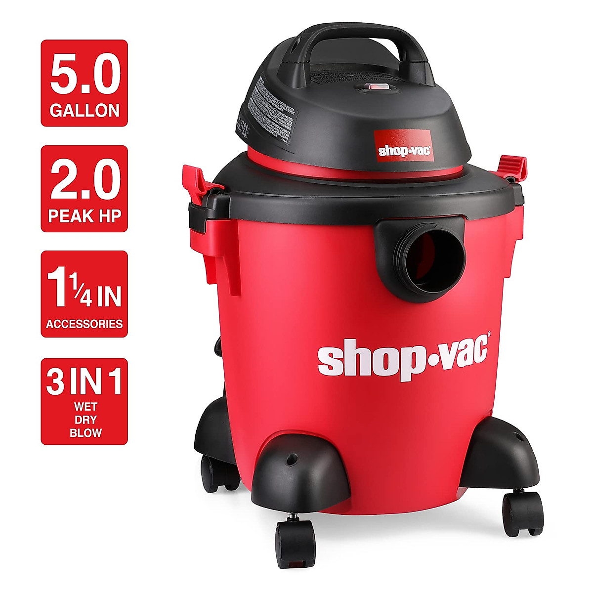 Shop-Vac 5 Gallon 2.0 Peak HP Wet/Dry Vacuum 5971536 + 90115 Dacron Cloth Filter 2 Pack