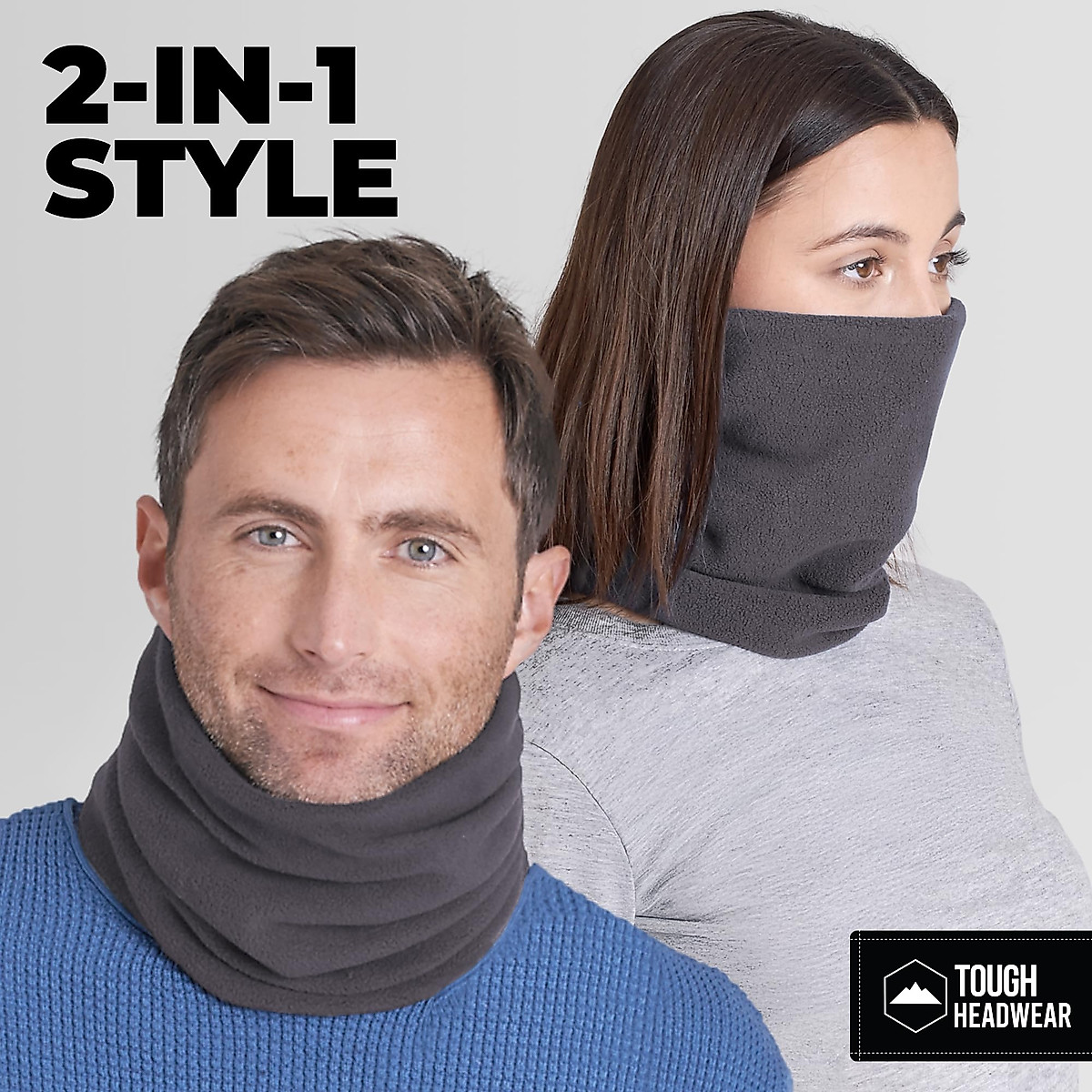 Tough Headwear Neck Warmer - Fleece Neck Gaiter, Winter Face Cover & Ski Scarf - Neck Cover for Men & Women for Cold Weather