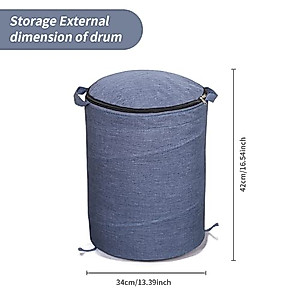 Toy Storage Organizer and Play Mats,Large Toy Basket Toy Storage Bags for Foldable Canvas Basket,Toy Clean Up & Storage Container SuitableWashable Drawstring Play Mat,Suitable for Small Toys (Blue)