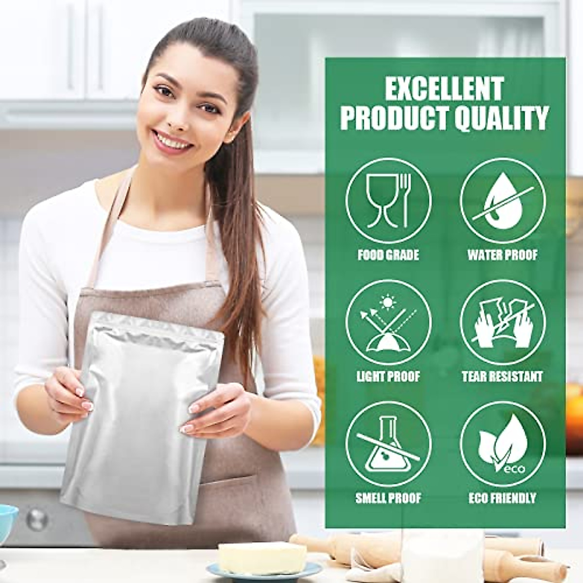 5 Gallon Mylar Bags for Food Storage,10.5 Mil Mylar Bags with Oxygen Absorbers 2000cc-25 Mylar Bags 5 Gallon & 1 Gallon,Stand-Up Zipper Resealable Bags & Heat Sealable Food Storage Bags + Labels