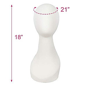 A1 Pacific Mannequin Wig Head Shoulder Female Male Bust Display Hair Hat Mask AB-W (Matte White)