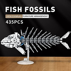 ZYLEGEN Fish Fossil Building Block Kit,Fish Skeleton Model Bricks Kit Decoration,Cool Ideas Gift Toy Set for Deap Sea Fish Fans,Decorative Fish Bone Model for Office,Living Room,Shelf,Home Decor