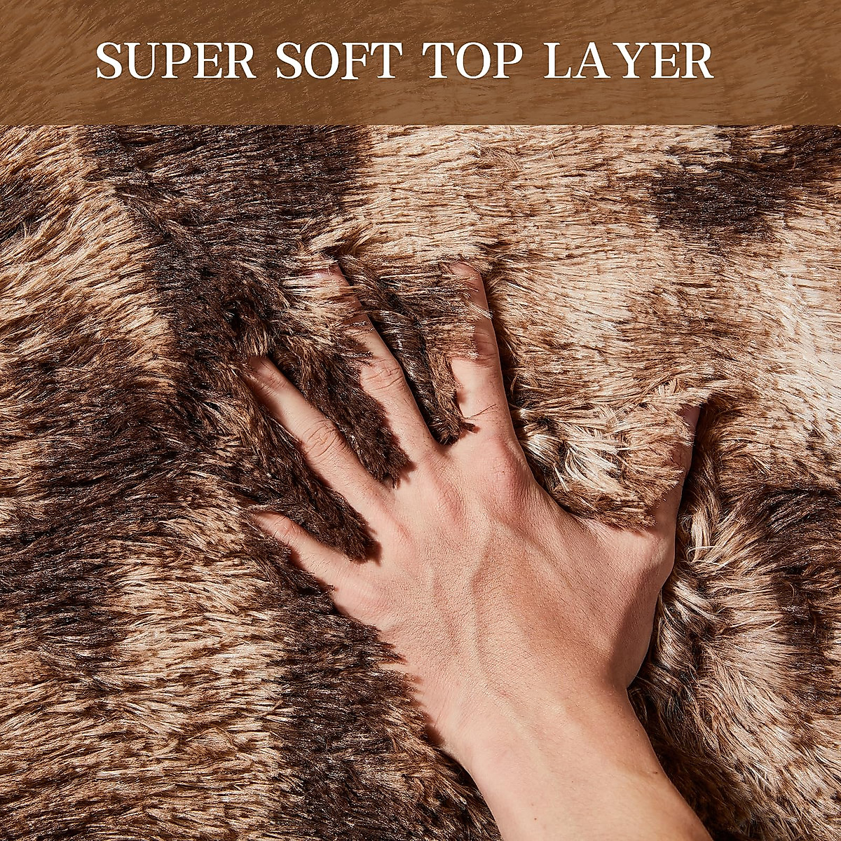 8x10 Feet Shag Area Rugs, Large Shag Fluffy Bedroom Carpet, Soft Rugs for Nursery, Furry Rugs for Girls Boys Kids Room, Extra Large Fuzzy Rug, Shag Carpet, Brown Tie-Dye