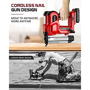 SILVEL 20V Cordless Stapler/Nail, 18GA Nails/Staple, 2 in 1 Cordless Nail Gun, Cordless Brad Nailer with 2.0A Lithium-Ion Battery, Single or Contact Firing for Woodworking,Home Improvement, Pink