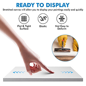 GOTIDEAL Stretched Canvas, Multi Pack 4x4", 5x7", 8x10",9x12", 11x14" Set of 10, Primed White - 100% Cotton Artist Canvas Boards for Painting, Acrylic Pouring, Oil Paint Dry & Wet Art Media