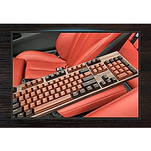 BAWAQAF Gaming Keyboard Wood Texture Mechanical Keyboard Mechanical Gaming Keyboard RGB Rainbow Backlit Compact Wired Keyboard 104 Keys(Brown Switch and Red Switch)