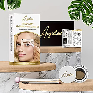 Eyebrow Stamp Stencil Kit, Brow Stamp, 24 Pieces Eyebrow Stencils Thick and Thin with 2 Dual Ended Brush and Sponge Applicators, Perfect Natural Brow, Waterproof (Blonde)