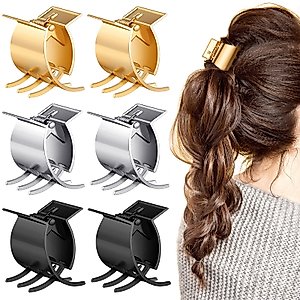 Kacctyen 6 Pcs Mini Metal Hair Clips and Claws for Women - Tiny Non-Slip Jaw Clips, Hair Pins and Accessories in Black, Gold, Silver