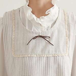 Cotton Linen Apron Wheat White Color Lace & Bow Decoration Aprons Japanese Style Girl Style Side Button Kitchen Cooking Clothes