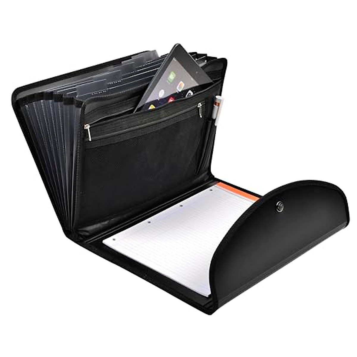 Exacompta - Ref 55834E - Exactive - Conference Folder - 25.5 x 33cm in Size, Suitable for A4 Documents, 13 Customisable Tabs, Writing Pad Supplied - Black