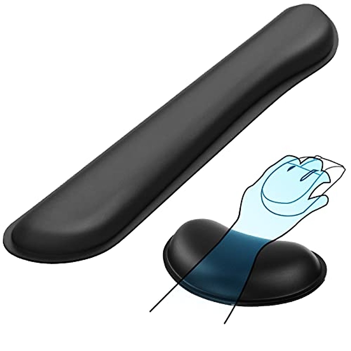 KTRIO Keyboard Wrist Rest, Memory Foam Wrist Pad for Keyboard, Smooth Fiber Wrist Support for Keyboard, Ergonomic Keyboard and Mouse Pad Sets for Easy Typing & Pain Relief for Laptop, Office & Home