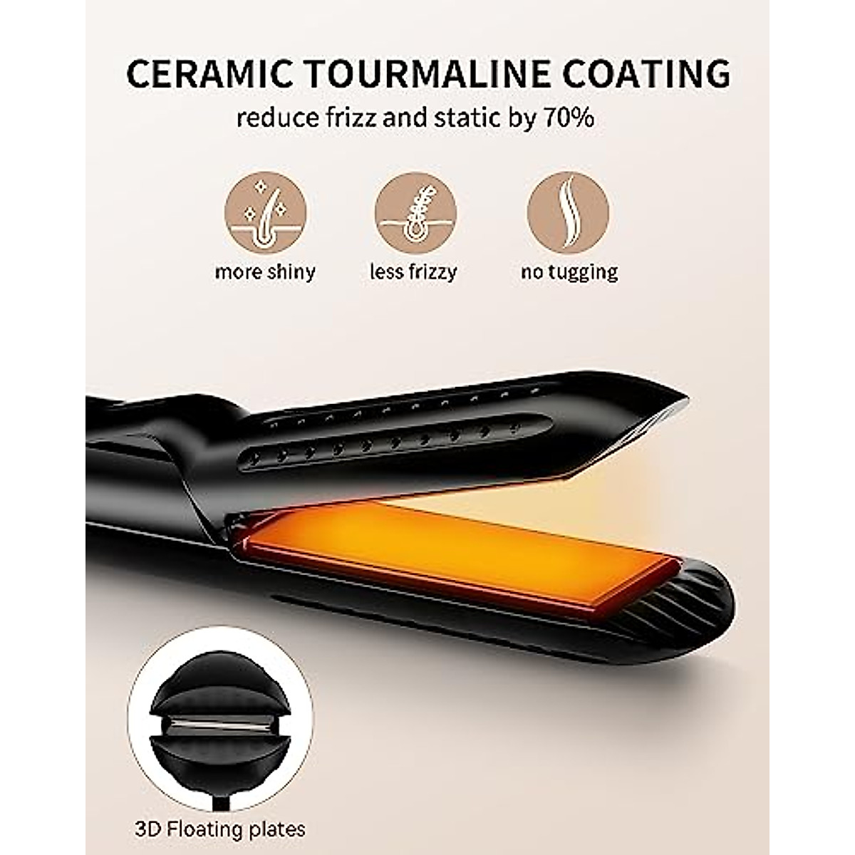 SAVSOW Curling Iron Airflow Styler, Hair Straightener and Curler 2 in 1, Ceramic Flat Iron Curling Iron with 360° Cooling Air Vents Dual Voltage