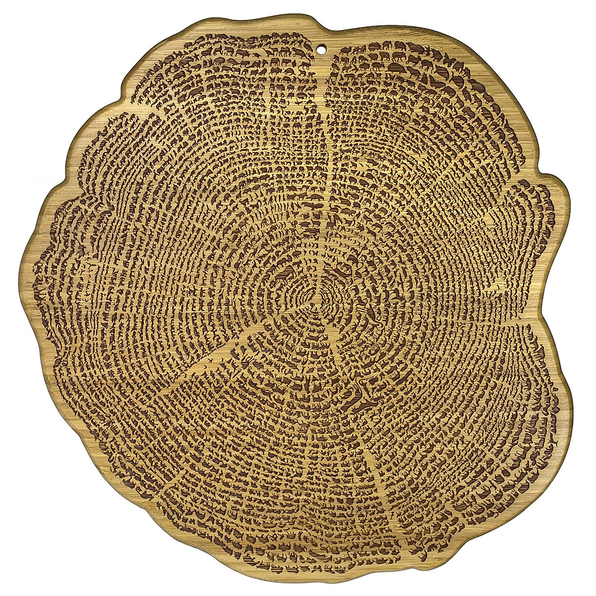 Totally Bamboo 13" Tree of Life Cutting and Serving, 100% Bamboo Laser Etched Art of Endangered and Exotic Animals, 5/8" Thick Board