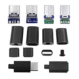 Teansic 10Set Mirco USB 3.1 Type C Plug Connector with PCB 24pin Data Line Interface Male & Female Port Socket Soldering DIY Connector Data Cable Accessories