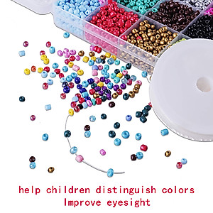 Efivs Arts 5000pcs Seed Beads 24 Colors 6/0 4mm Round Loose Pony Beads Waist Craft Beads Kit Rainbow Beads DIY Crafting