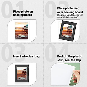 Golden State Art, Pack of 50 Black Pre-Cut 11x14 Picture Mat for 8x10 Photo with White Core Bevel Cut Mattes Sets. Includes 50 Acid-Free Bevel Cut Mats & 50 Backing Board & 50 Clear Bags