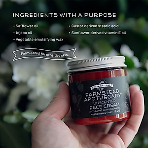 Farmstead Apothecary 100% Natural Anti-Aging Face Cream with Jojoba Oil, 4 oz (Unscented)