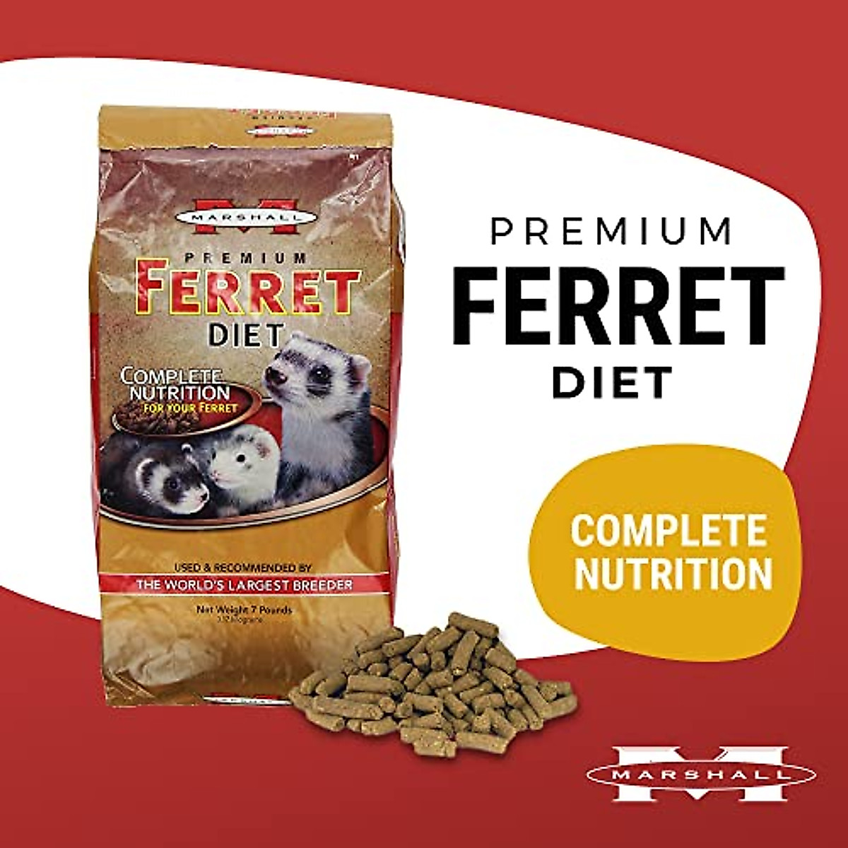 Marshall Pet Products Natural Complete Nutrition Premium Ferret Diet Food with Real Chicken Protein, Highly Digestible, 7 lbs