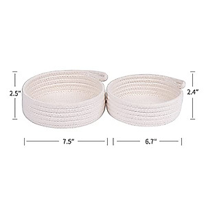 LixinJu Small Basket Small Baskets for Organizing Small Rope Basket Small Woven Basket Set of 2 Key Basket Round Mini Storage Bins for Bathroom Desk Organizer Gifts, XS White