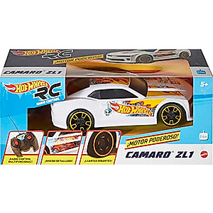 Hot Wheels RC White Zl1 Camaro, Full-Function Remote-Control Toy Car, High-Performance Engine, 2.4 Ghz with Range of 65Ft