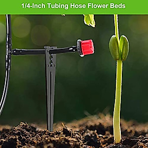 AxeSickle 100 Pcs Drip Irrigation Stakes for 1/8 1/4 Inch Tubing Hose Irrigation Support Stakes for Gardening Patio Lawn