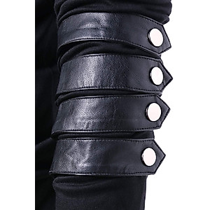 Iivos Men's Knight Drawstring Lace Up Pullover Hoodie Steampunk Long Sleeve Hooded Sweatshirt Black