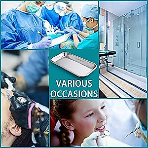 COYMOS 3 Pack Surgical Tray, Stainless Steel Tray for Lab Instrument Supplies, Tattoo Tool (Silver)