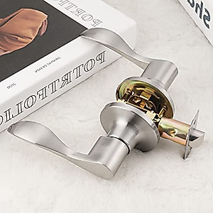 GOBEKOR 6 Pack Passage Lever Door Handle Brushed Nickel Wave Door Levers Interior Door Handles for Closet Keyless Indoor Door Locks