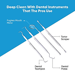 Dental Cleaning Tools Set For At Home Use - Oral Care Dental Hygiene Kit Includes Teeth Scraper For Plaque, Mirror, Scaler, Pick - These Teeth Cleaning Tools Are Made From Stainless Steel