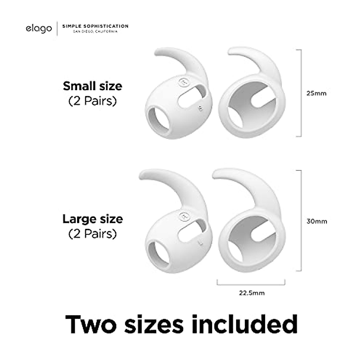 elago 4 Pairs AirPods Pro Ear Hooks Covers - Comfortable and Secure Fit, Improved Sound Quality, Precise Cutout Design, Accessories Compatible with AirPods Pro [US Patent Registered] (White)