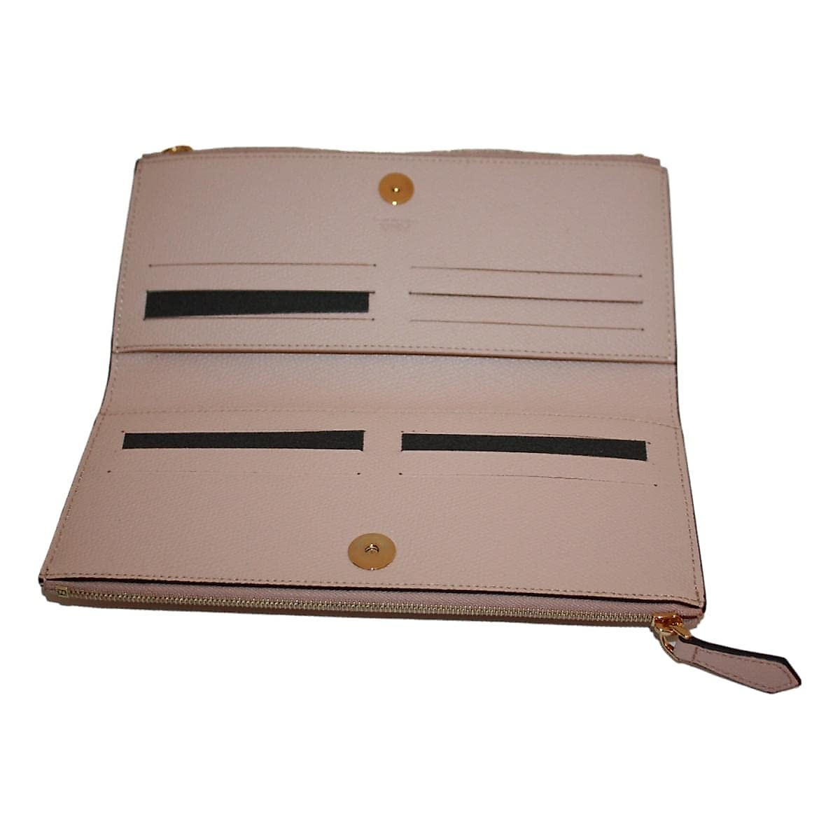 FENDI F is Light Rose Calf Leather Double Zip Long Wallet 8M0405