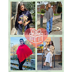 Ferand Ladies' Hooded Cape with Fringed Hem, Crochet Poncho Knitting Patterns for Women, Black