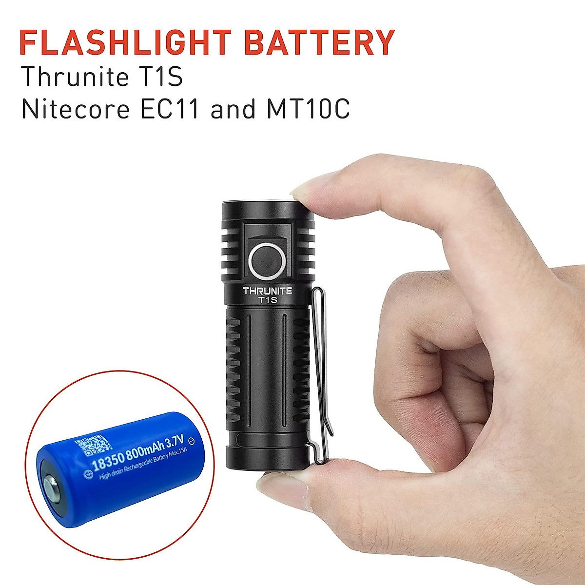 IMREN IMR 18350 3.7V Button Top Rechargeable Batteries with 18350 Battery Charger,18350 15A Discharge Rechargeable Li-ion Battery 800mAh for Flashlight - 4PCS