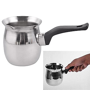 1 Stainless Steel Milk Warmer Stove Top Turkish Coffee Pot Butter Melting 34oz Steamer Frother Latte Cappuccino Pour Spout Saucepan Frothing Steaming Warming Heat Resistant Contoured Handles Make Hot