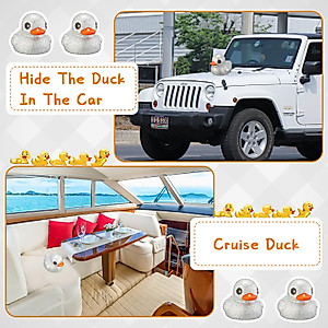 Honoson 6.89 Inch Giant Glitter Rubber Duck Big Glitter Rubber Duck Large Sparkly Duck Bath Toy with Squeaky Sound for Summer Baby Shower Birthday Party Favor Gift (Silver)