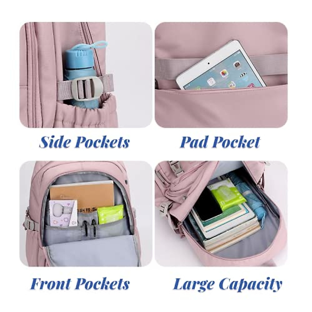 Aesthetic Laptop Backpack Kawaii Backpack Back to School Anti Theft Slim Durable Backpack with Large Capacity (Pink)