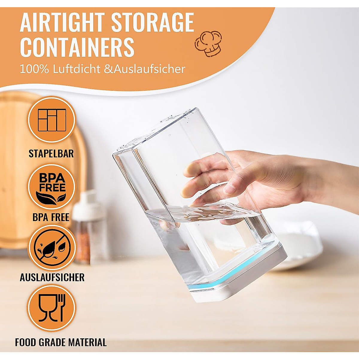 5 Pack Plastic Storage Jars with Airtight Lid: Airtight Food Storage Containers with Lids,Storage Jars for Pantry Organization and Storage for Cereal Flour & Sugar(BPA Free)