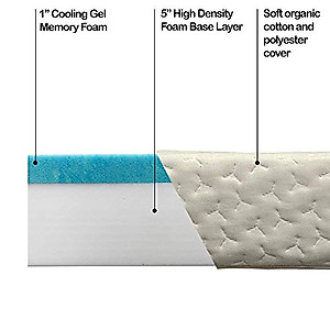Foamma 6” x 28” x 73” Truck, Camper, RV Visco Gel Memory Foam Bunk Mattress, Organic Cotton Cover, Made in USA, Comfortable, Travel Trailer, CertiPUR-US Certified