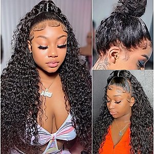 RASHINEE 360 Lace Front Wigs Human Hair Water Wave Full Lace Human Hair Wigs for Women Pre Plucked with Baby Hair 360 Wigs Human Hair Natural Color 20 inch
