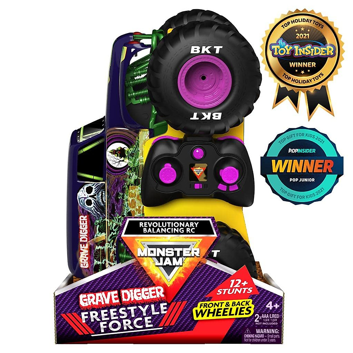 Spin Master 6060365 Monster Jam 1:15 Scale Official Grave Digger Freestyle Force Remote Control Monster Truck Toys