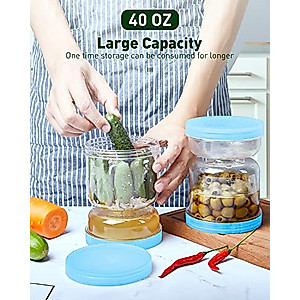 AIxibu Pickle Jar with Strainer Flip,40oz Pickle Flip Jar With Double Leak Proof,Food Storage Container of Pickles(1PCS)-Blue