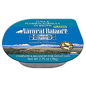 Natural Balance Limited Ingredient Diet Tuna & Pumpkin in Broth Grain-Free Wet Adult Cat Food 2.75-oz. Cup (Pack of 24)