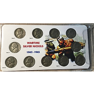 1942 P D S To 1945 PDS Jefferson War Time Silver 11 Coin Set Nickel Seller Very Good