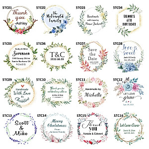 2" Round Stickers Floral Rose Flower Thank You Design for Letters Package Decoration Wedding Address Sticker
